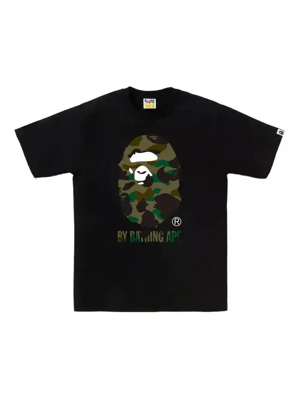 A BATHING APE Camouflage-print Ape-head T-shirt - Black