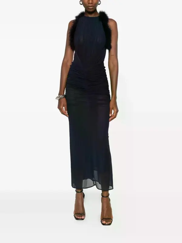 Mugler Trimmed Ruched Dress - Blue