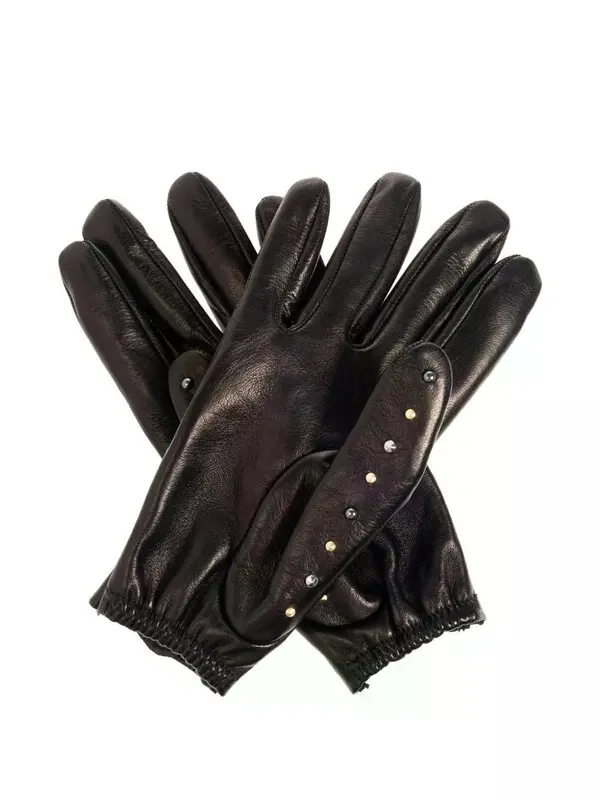 Versace Studded Leather Gloves - Black