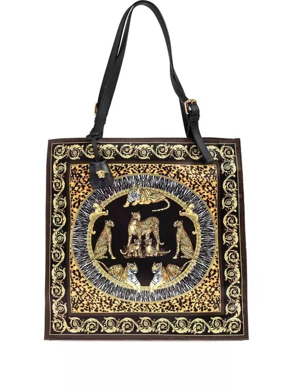 Versace Animal-print Baroque Tote Bag - Black