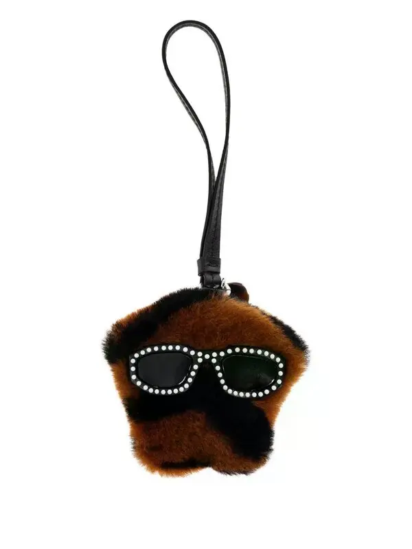 Versace Faux-fur Bag Charm - Brown