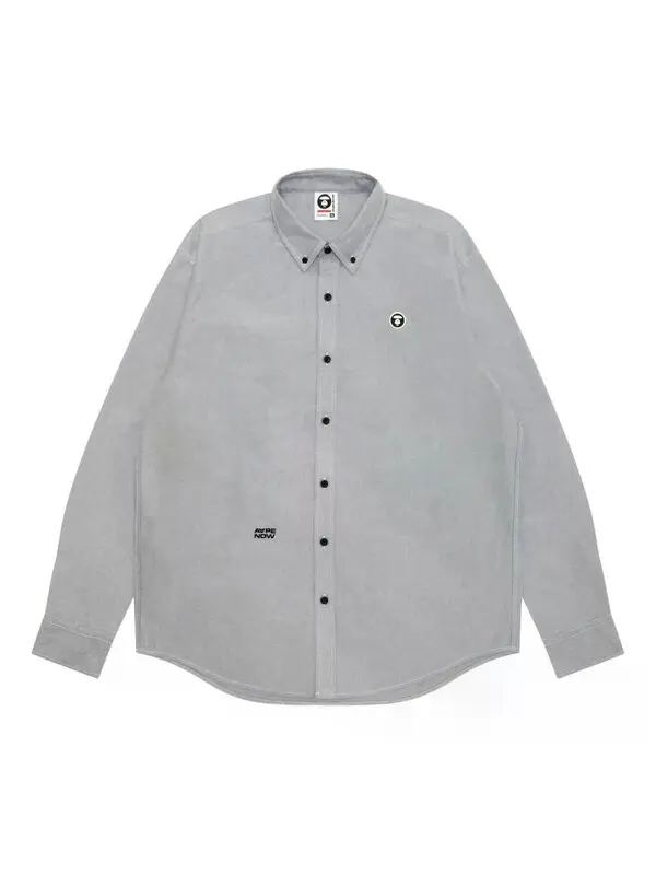 AAPE BY *A BATHING APE Logo-embroidered Button-down Shirt - Grey