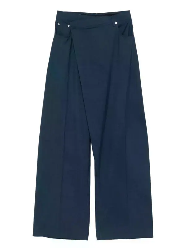 MUGLER Wrap Pocketed Wide-leg Trousers - Blue