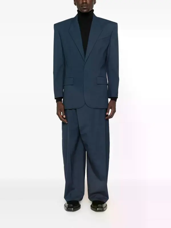 MUGLER Wrap Pocketed Wide-leg Trousers - Blue