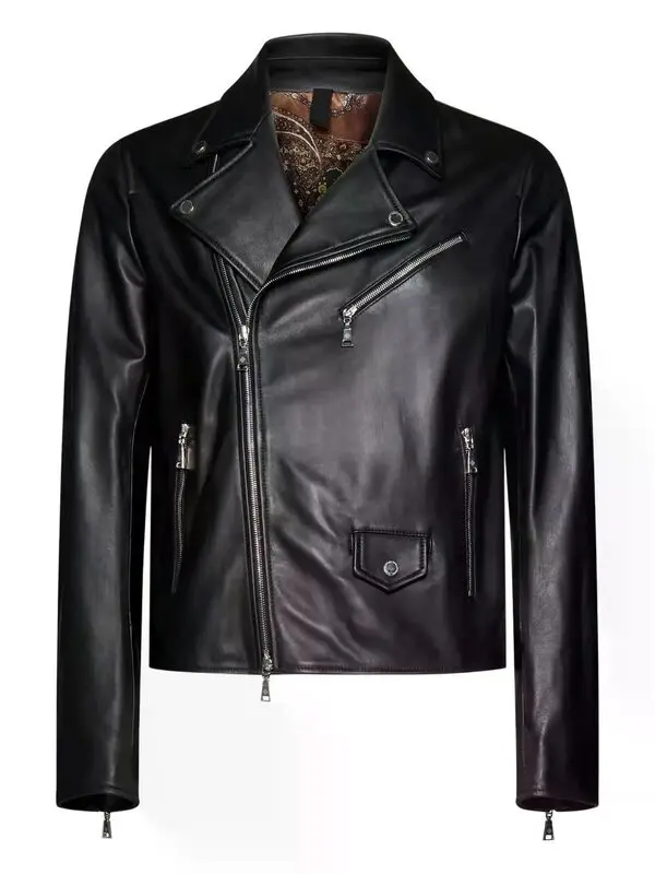 Tagliatore Asymmetrical-zip Leather Jacket
