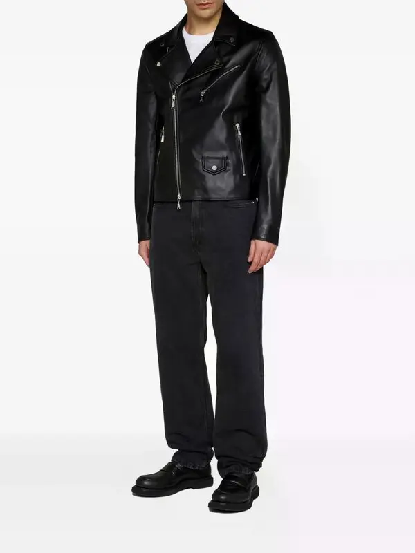 Tagliatore Asymmetrical-zip Leather Jacket