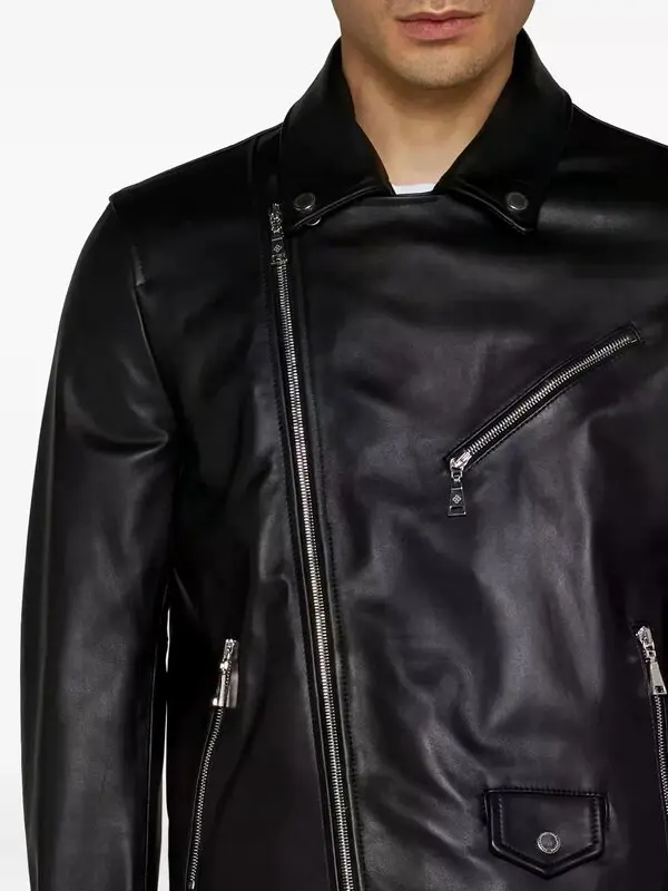 Tagliatore Asymmetrical-zip Leather Jacket