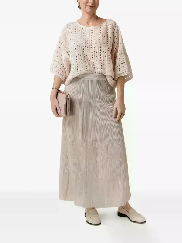 D.exterior Pleated Linen Maxi Skirt