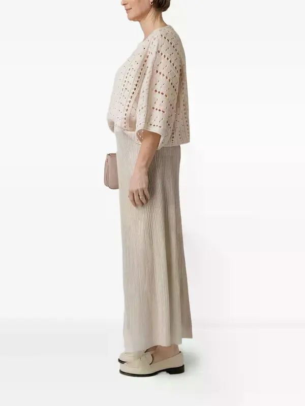D.exterior Pleated Linen Maxi Skirt