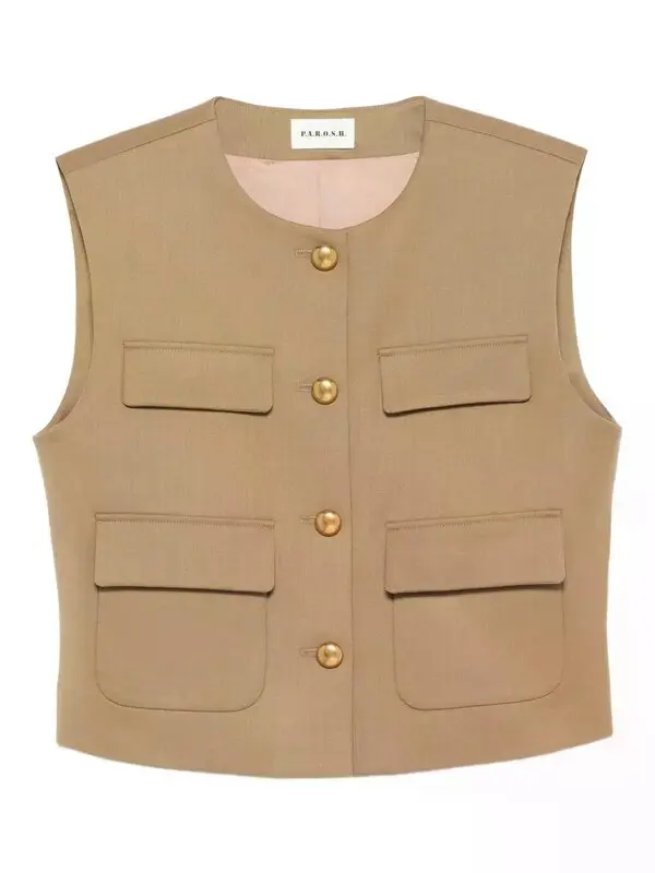 P.a.r.o.s.h Button-fastening Pocketed Waistcoat - Brown