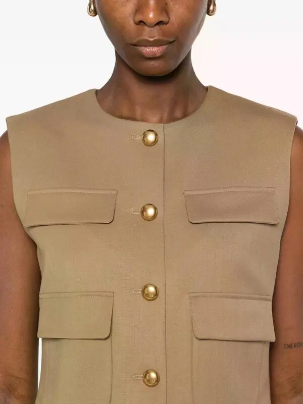 P.a.r.o.s.h Button-fastening Pocketed Waistcoat - Brown