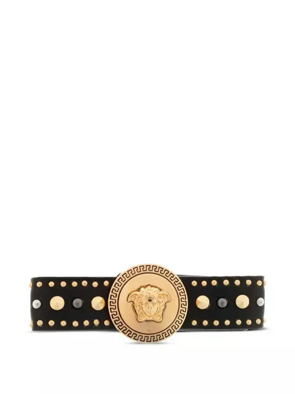 Versace Medusa Studded Leather Hair Clip - Black
