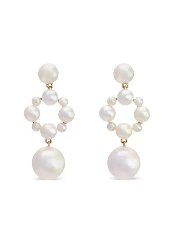 Sophie Bille Brahe 14k Yellow Gold Nebula Pearl Drop Earrings - White