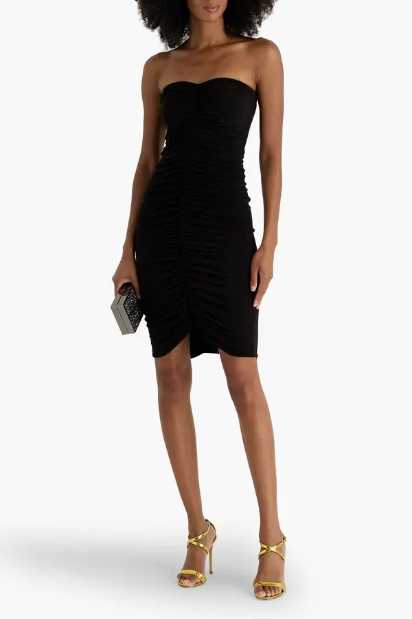 Norma Kamali Strapless Ruched Stretch-jersey Dress