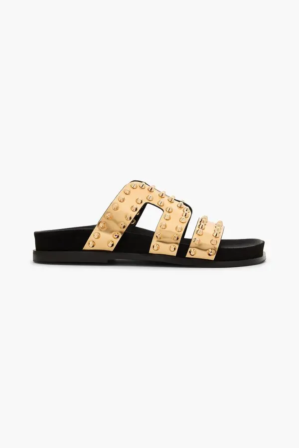 Sandro Spiked Mirrored-leather Sandals - Gold