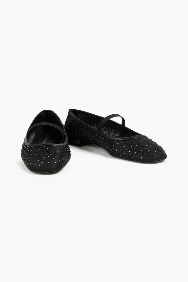 STUART WEITZMAN Arabella Crystal-embellished Mary Jane Flats