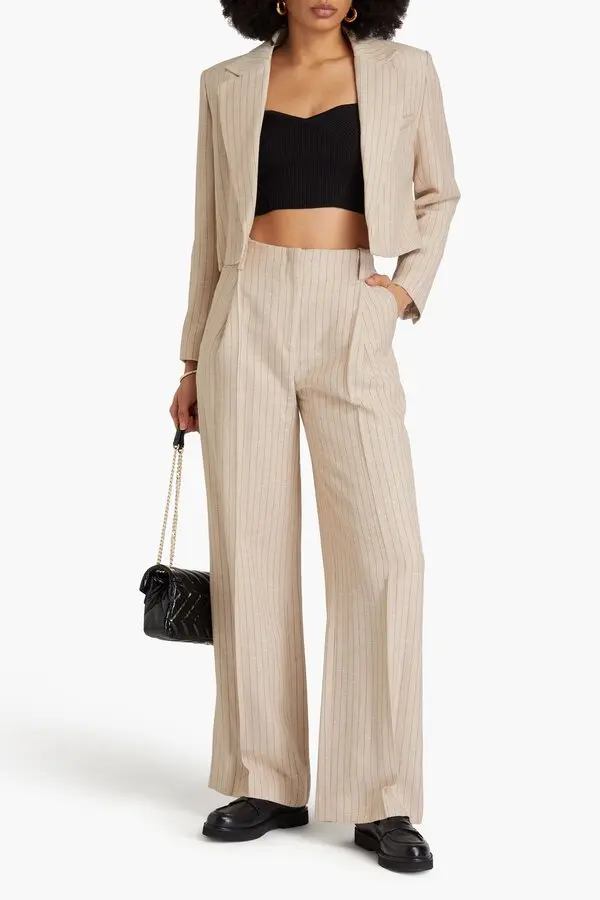 Sandro Pinstriped Crepe Wide-leg Pants
