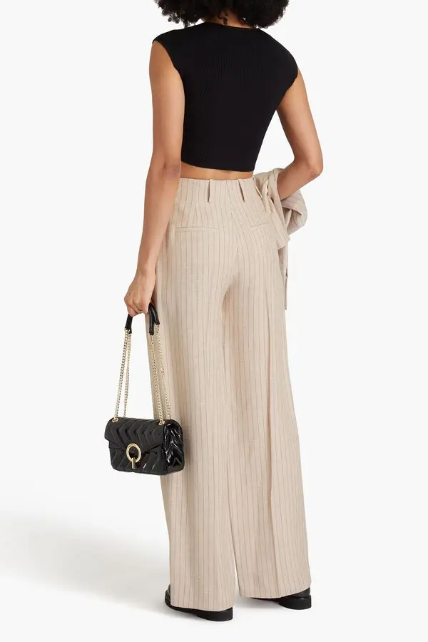 Sandro Pinstriped Crepe Wide-leg Pants