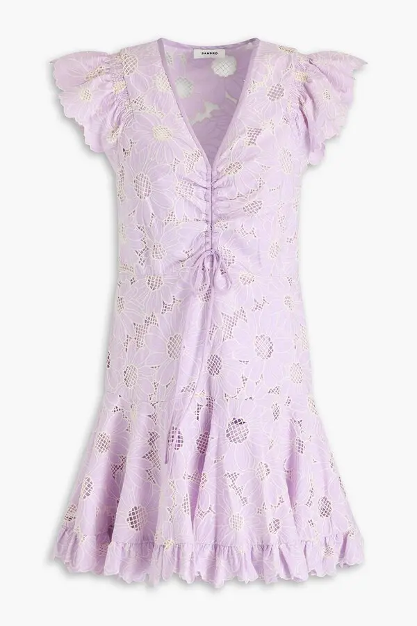 Sandro Ruffled Broderie Anglaise Mini Dress