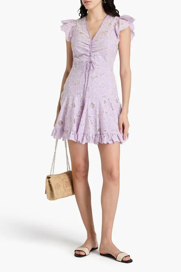 Sandro Ruffled Broderie Anglaise Mini Dress