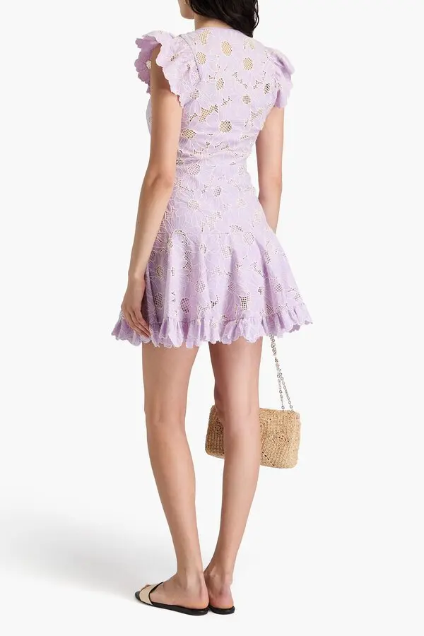 Sandro Ruffled Broderie Anglaise Mini Dress