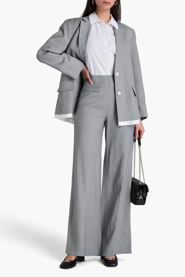 Sandro Grain De Poudre Wide-leg Pants - Gray