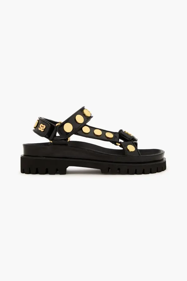 Sandro Studded Glossed-leather Sandals