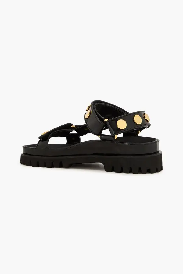 Sandro Studded Glossed-leather Sandals