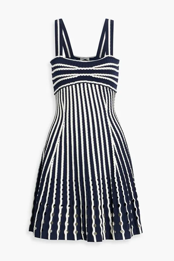 Simkhai Franklin Striped Laser-cut Mini Dress