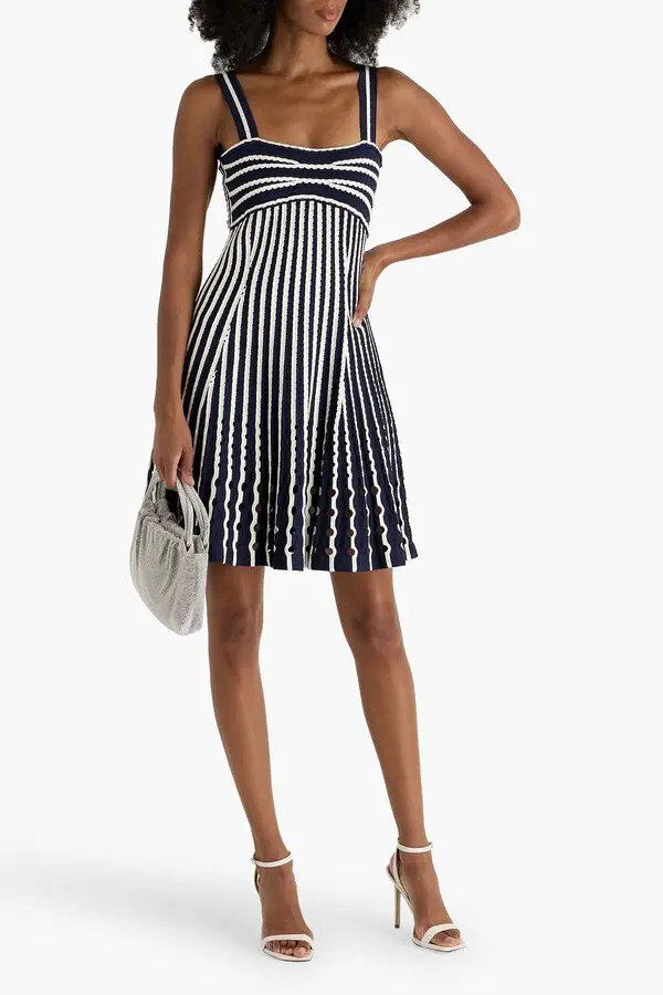 Simkhai Franklin Striped Laser-cut Mini Dress