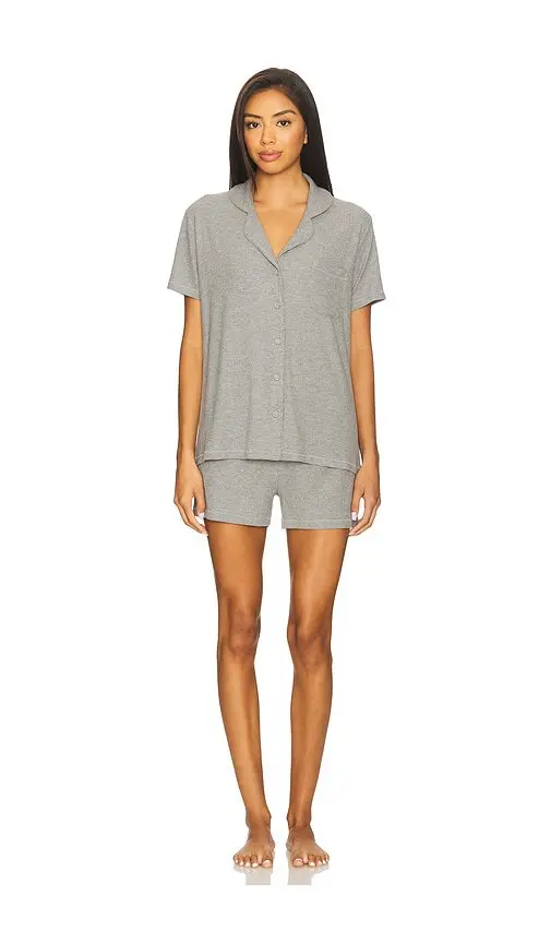 SKIMS Soft Lounge Short Sleep Set In Light Grey - Heather Grey