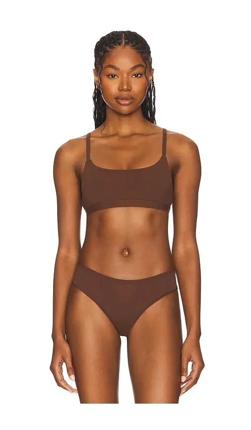 SKIMS Fits Everybody Scoop Bralette In Chocolate - Cocoa