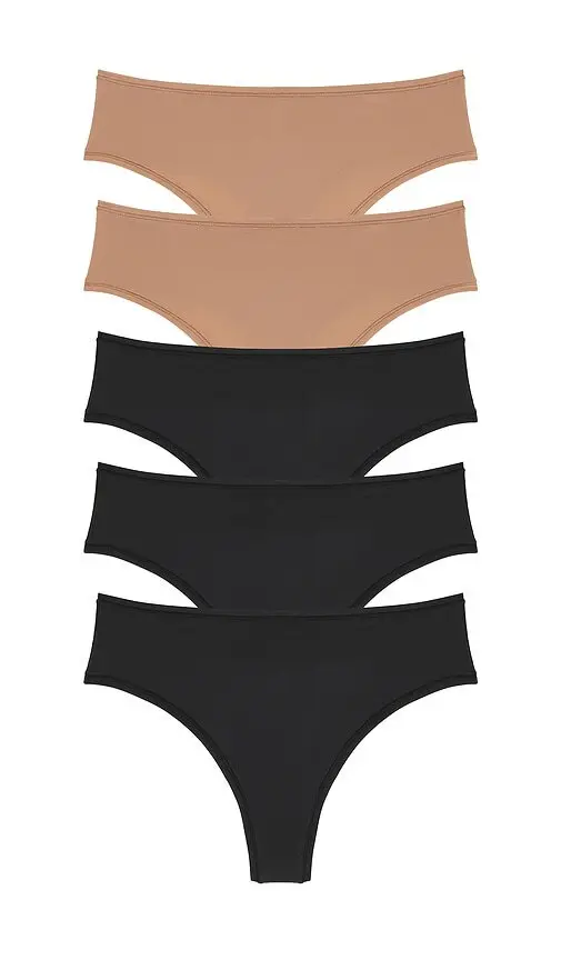 SKIMS Fits Everybody Thong 5 Pack - Sienna & Onyx