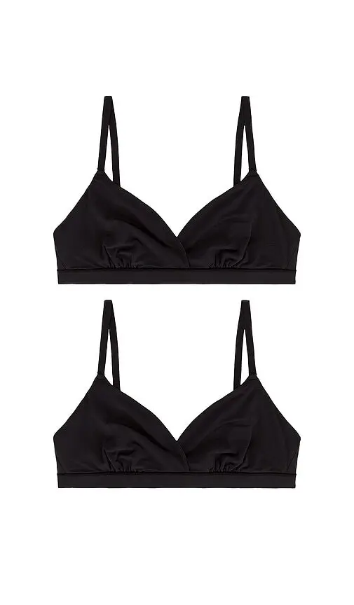 SKIMS Fits Everybody Crossover Bralette 2 Pack In Black - Onyx