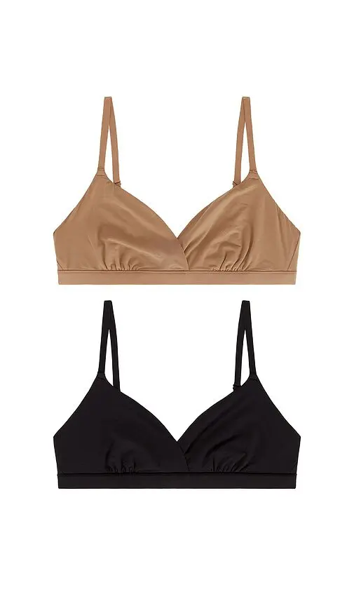 SKIMS Fits Everybody Crossover Bralette 2 Pack In Black - Sienna & Onyx