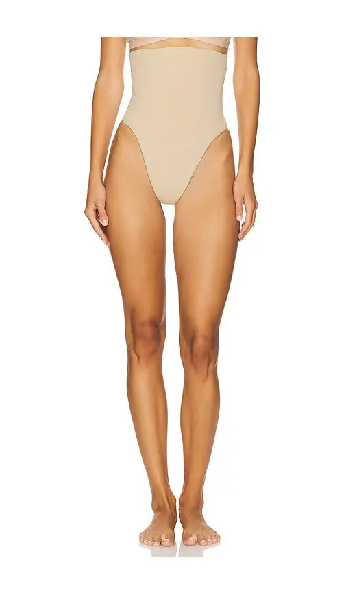 SKIMS Seamless Sculpt High Waist Thong In Tan - Clay