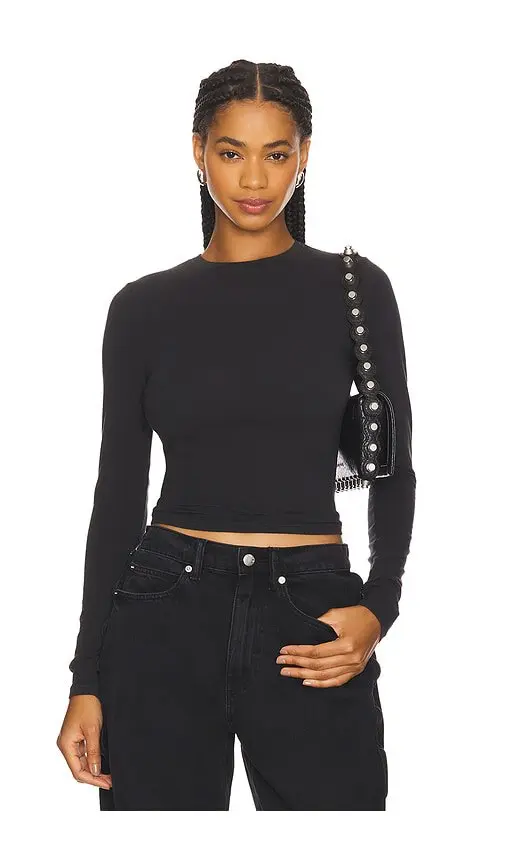 SKIMS Cotton Jersey Long Sleeve T-shirt - Soot
