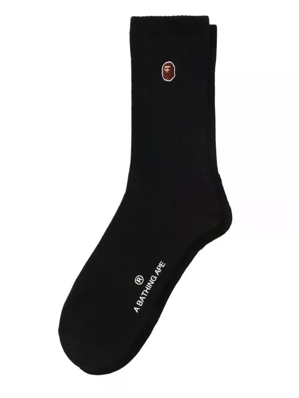 A BATHING APE Embroidered Logo Socks - Black