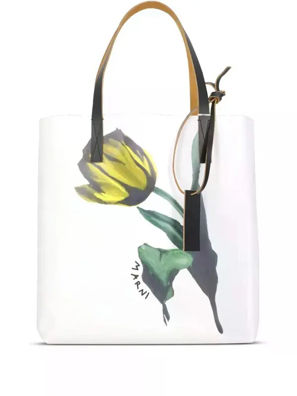 Marni Tulip-print Tote Bag - White