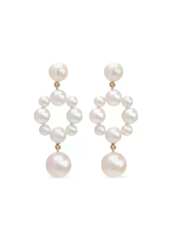 Sophie Bille Brahe 14k Yellow Gold Grande Nebula Pearl Drop Earrings - White