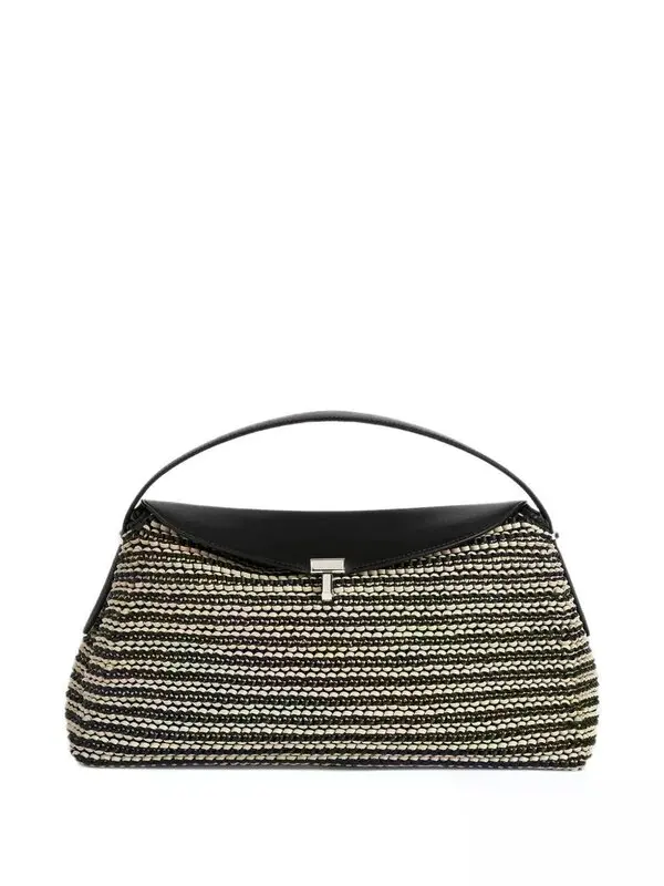 TOTEME T-lock Woven Leather Top Handle Bag - Black