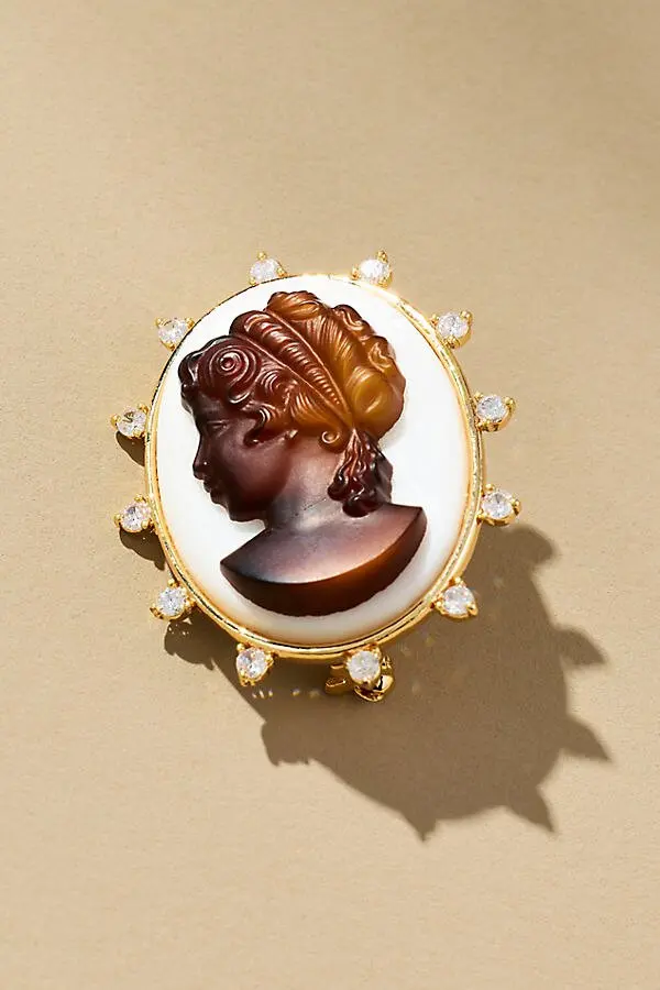 Anthropologie Glitz Portrait Brooch - White