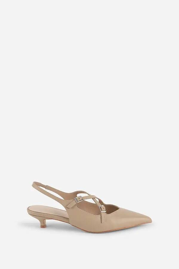 Intentionally Blank Jax Slingback Kitten Heels - Beige
