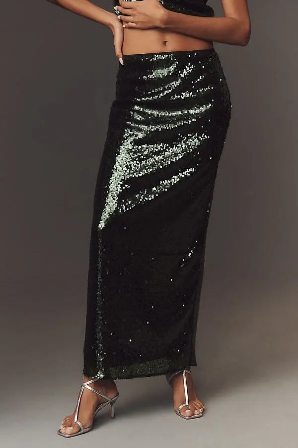 Shona Joy Sequin A-line Maxi Skirt