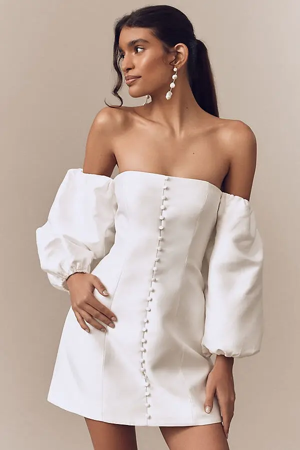 long sleeve lace off shoulder wedding dress Off Shoulder Long Sleeve Romantic Wedding Dress with Princess Silhouette Off White / Lace / 4