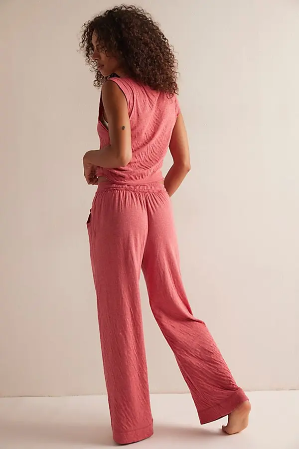 Free People Sleeveless Top And Wide-leg Pants Set - Slate Rose Combo