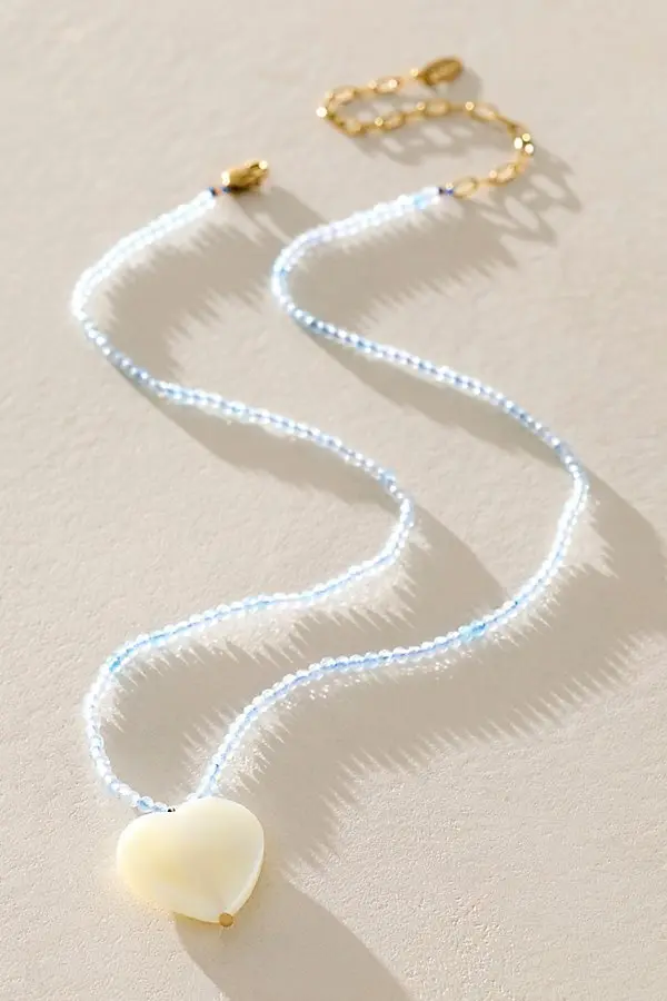 KOZAKH Cuore Grande Necklace - Aquamarine/mother Of Pearl