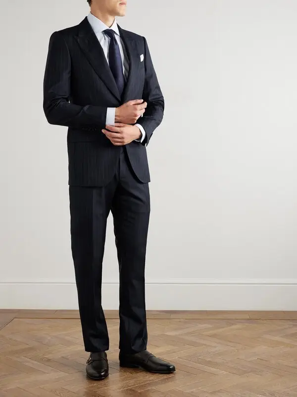 TOM FORD Slim-fit Pinstriped Wool-twill Trousers