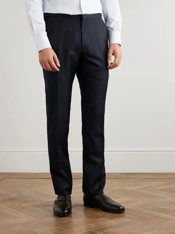TOM FORD Slim-fit Pinstriped Wool-twill Trousers