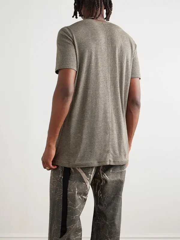 Rick Owens Level Slim-fit Webbing-trimmed Cotton-jersey T-shirt - Gray